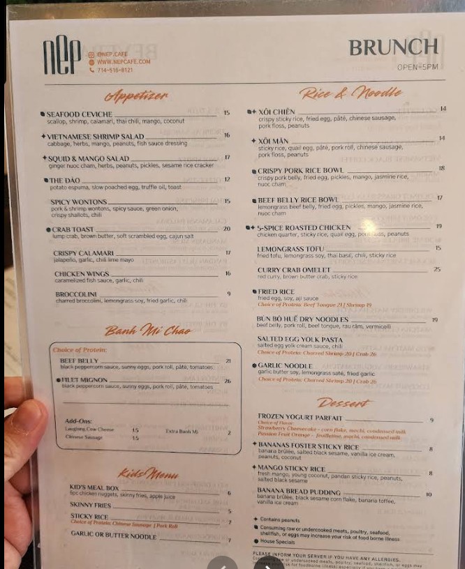 NEP Cafe - Fountain Valley Restaurant Menu | Authentic Vietnamese ...