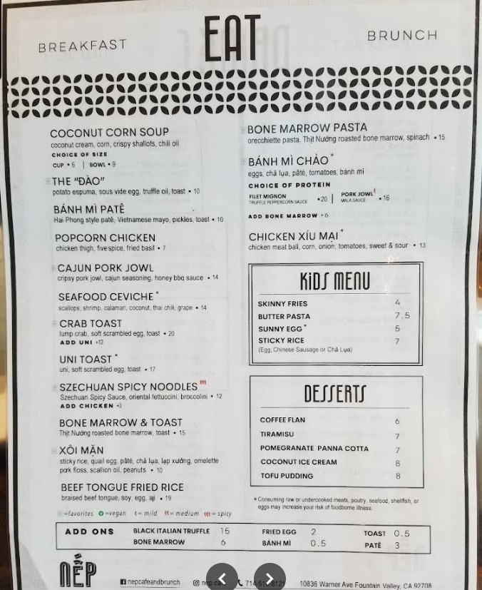 NEP Cafe - Fountain Valley Restaurant Menu | Authentic Vietnamese ...